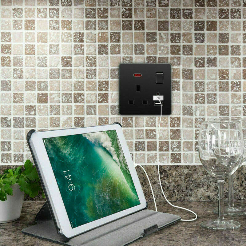 Double Wall Plug Socket 2 Gang 13A with 2 USB Charger Port Outlets ...