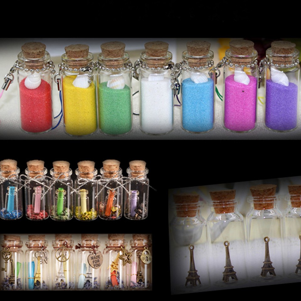 100pcs 25ml Glass Vials Cork Webbing Bottles Glass Empty Jars Pendants ...