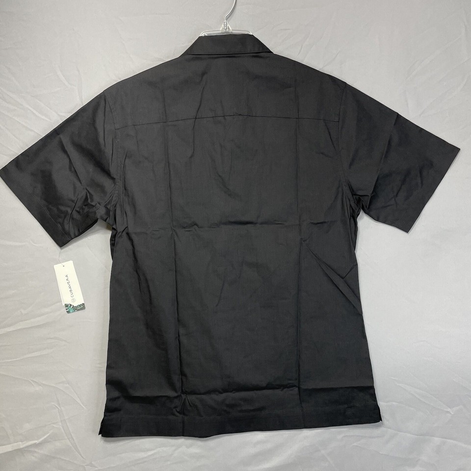 Cubavera Men's Short-Sleeve Embroidered Guayabera Shirt Black Size S ...