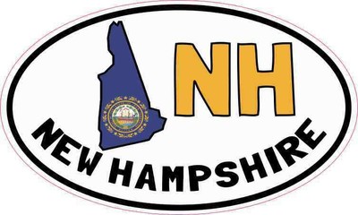 5x3 Oval NH New Hampshire Sticker Luggage Car Truck Bumper Cup Tumbler ...