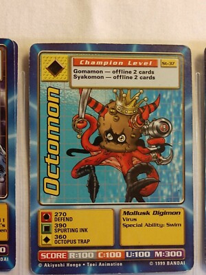 BANDAI DIGIMON OCTOMON CARD CHAMPION LEVEL St-37. 1999 VINTAGE. NM to ...