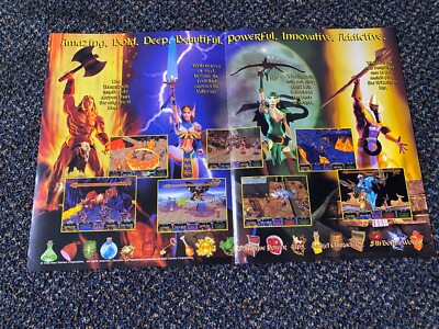 2 ATARI FACTORY ORIGINAL GAUNTLET 1998 & 2000 PROMO FLYERS UNCIRCULATED ...
