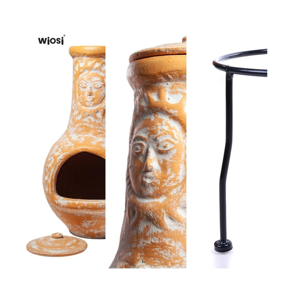 Medium Chiminea Outdoor Fireplace Terracotta – Clay Chimineas with ...