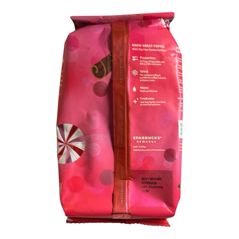 Starbucks Peppermint Mocha Ground Coffee Holiday Limited Edition 11 oz ...