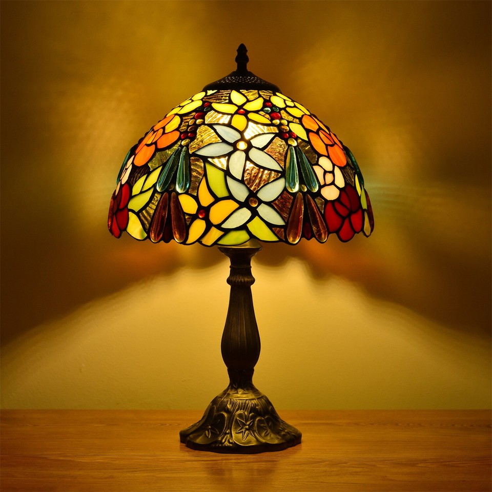 Tiffany Style Table Lamps Handcrafted Stained Glass Art Light Bedside ...
