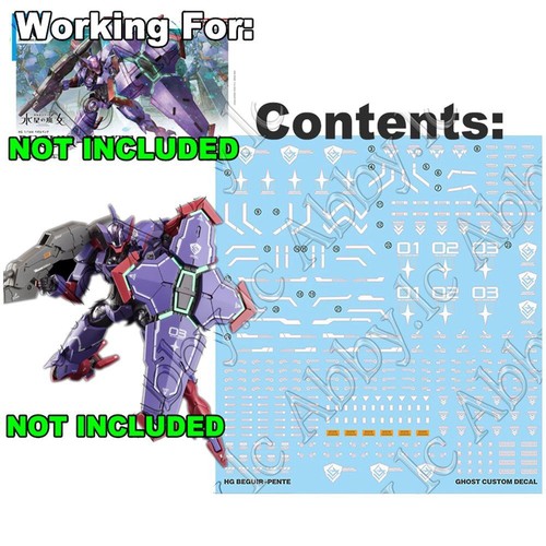 for HG 1/144 CEK-077 Beguir-Pente Water Slide UV Light Reactive Decal ...