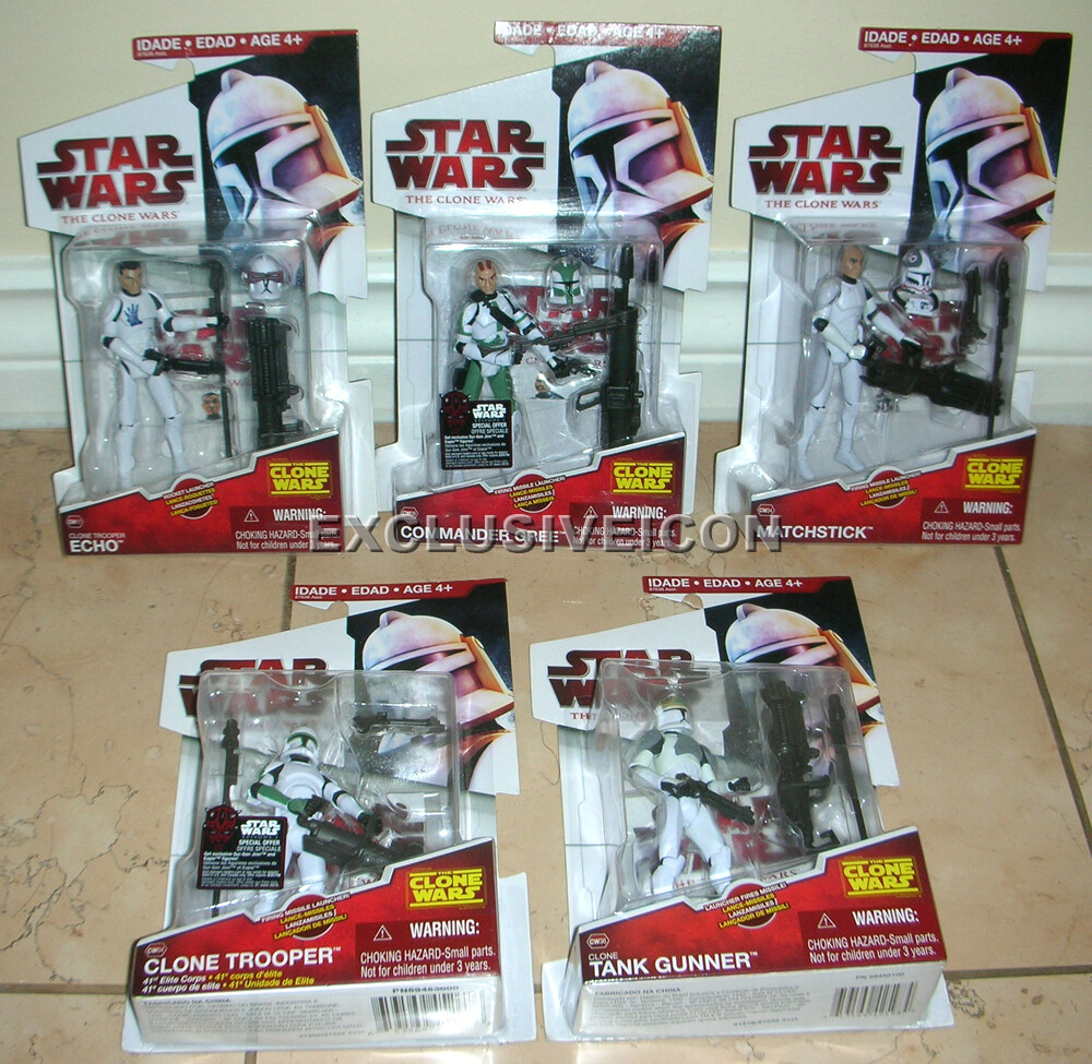Star Wars The Clone Lot5 CW09 Gree CW17 Echo CW34 Matchstick CW04 41st ...