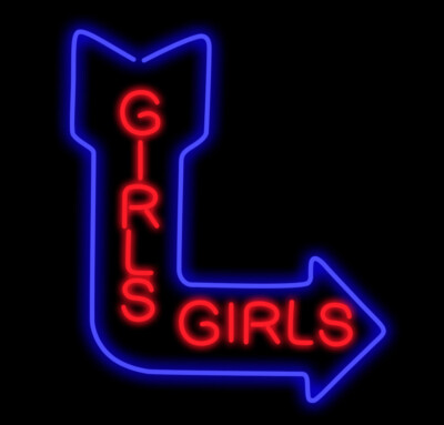 Girls Girls Direction Arrow Neon Light Sign 20"x16" Lamp Glass Decor ...