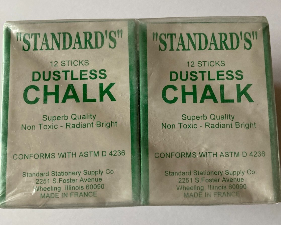 New Vintage Standards Dustless Chalk white 144 sticks 12 Packs | eBay