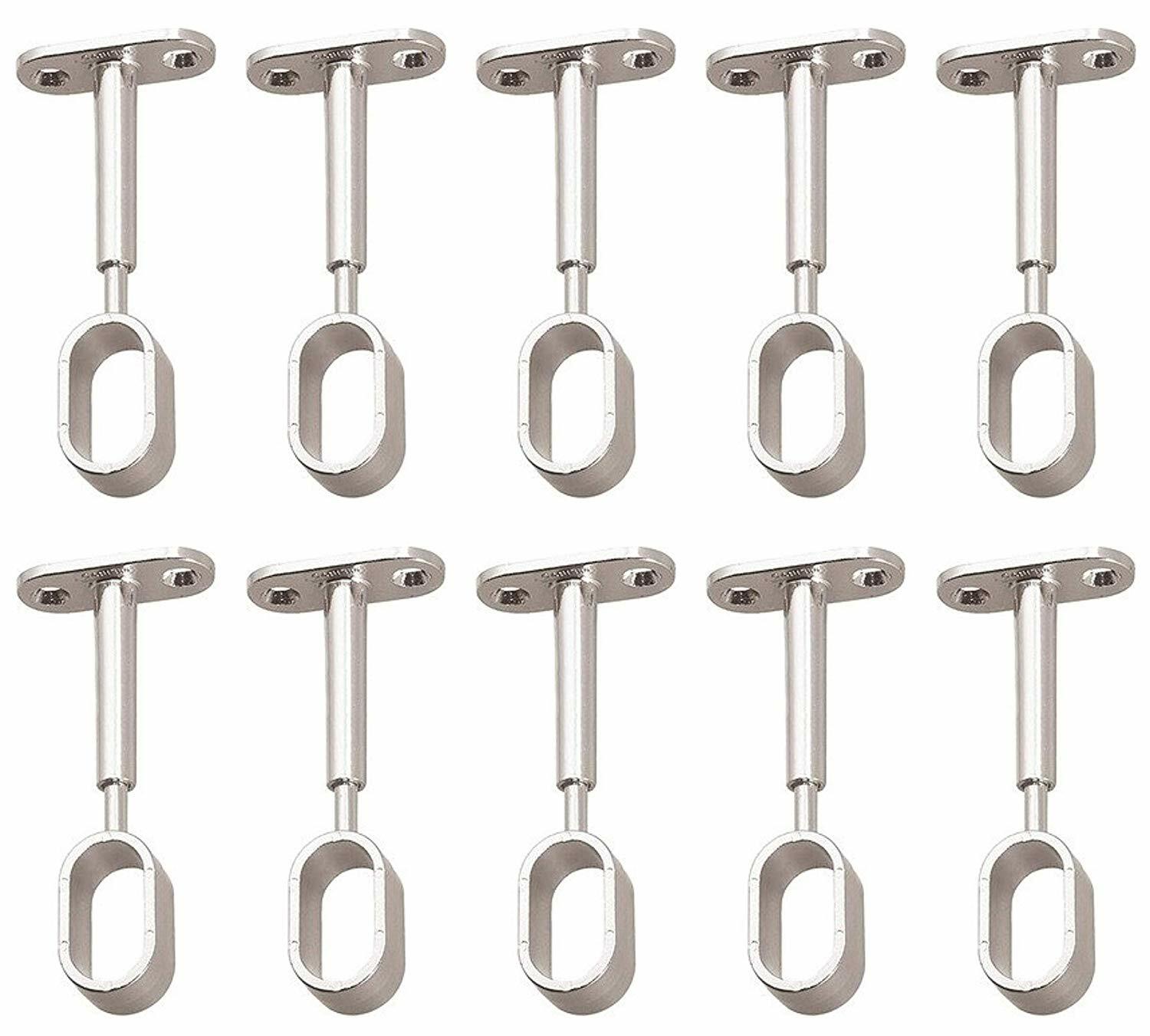 Oval Wardrobe Rail Centre Supports Brackets 15mm Adjustable Polished ...