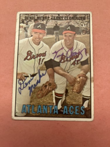 1967 Topps #396 Atlanta Braves Aces Denis Menke, Tony Cloninger ...