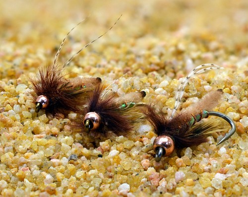 6 Ct - Tan Fox Poopah Nymph Fishing Flies - Mustad Signature Fly Hooks ...