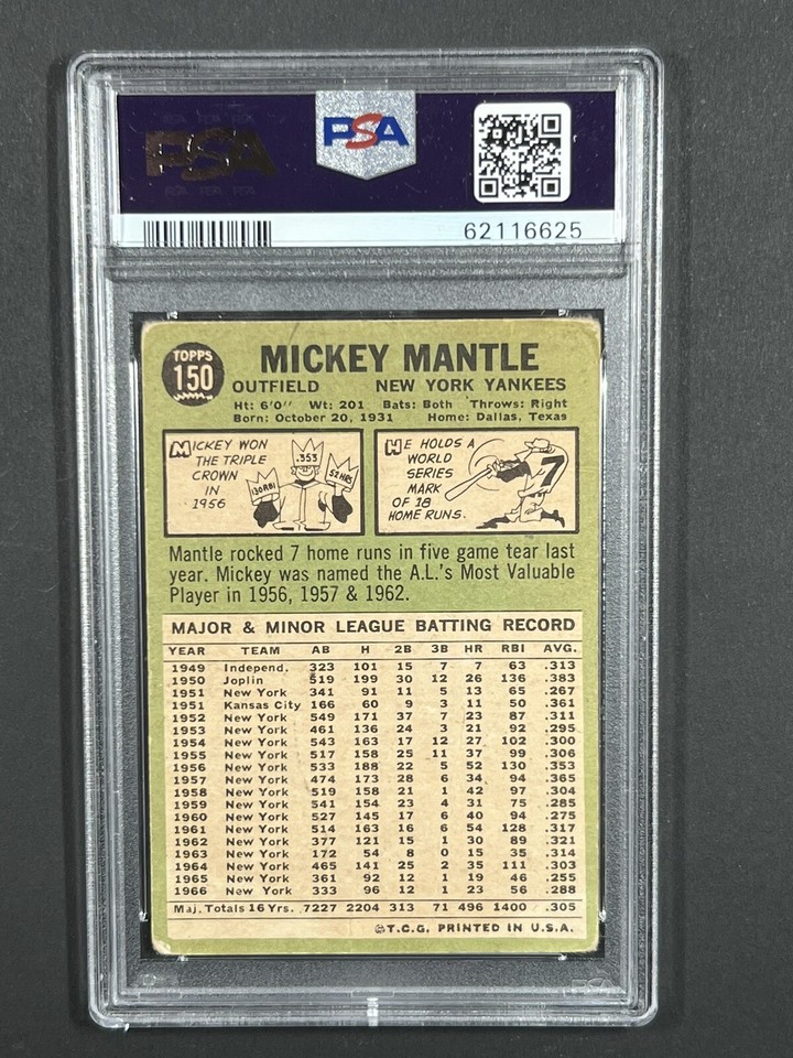 1967 Topps Mickey Mantle #150 PSA 1 New York Yankees PSA 1 PR Fast Ship ...