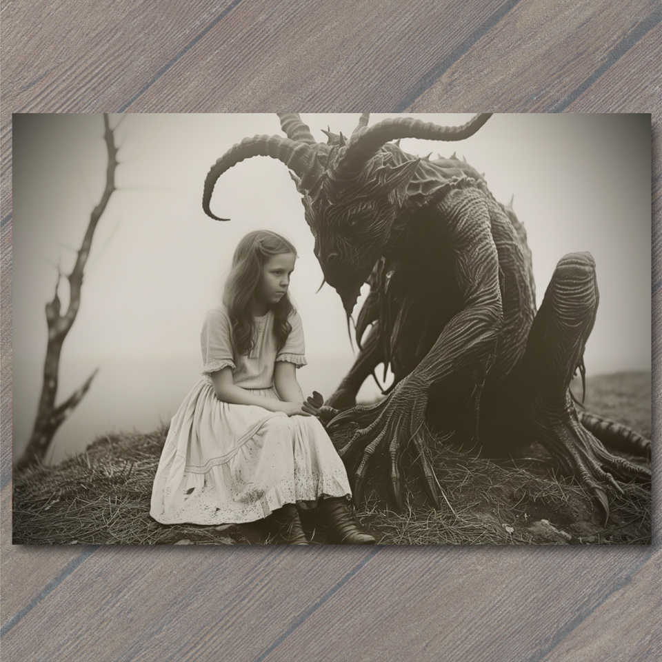 4x6" Girl Monster Weird Creepy Imaginary Friend Nightmare Scary Unusual ...