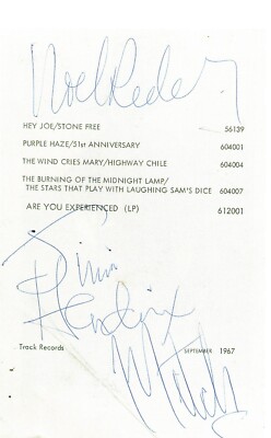 JIMI HENDRIX EXPERIENCE Signed Note - Noel Redding / Mitch Mitchell ...