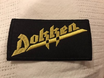 DOKKEN,Sew Or Iron On. Yellow On Black EMBROIDERED PATCH Soft. 4.25x2 ...