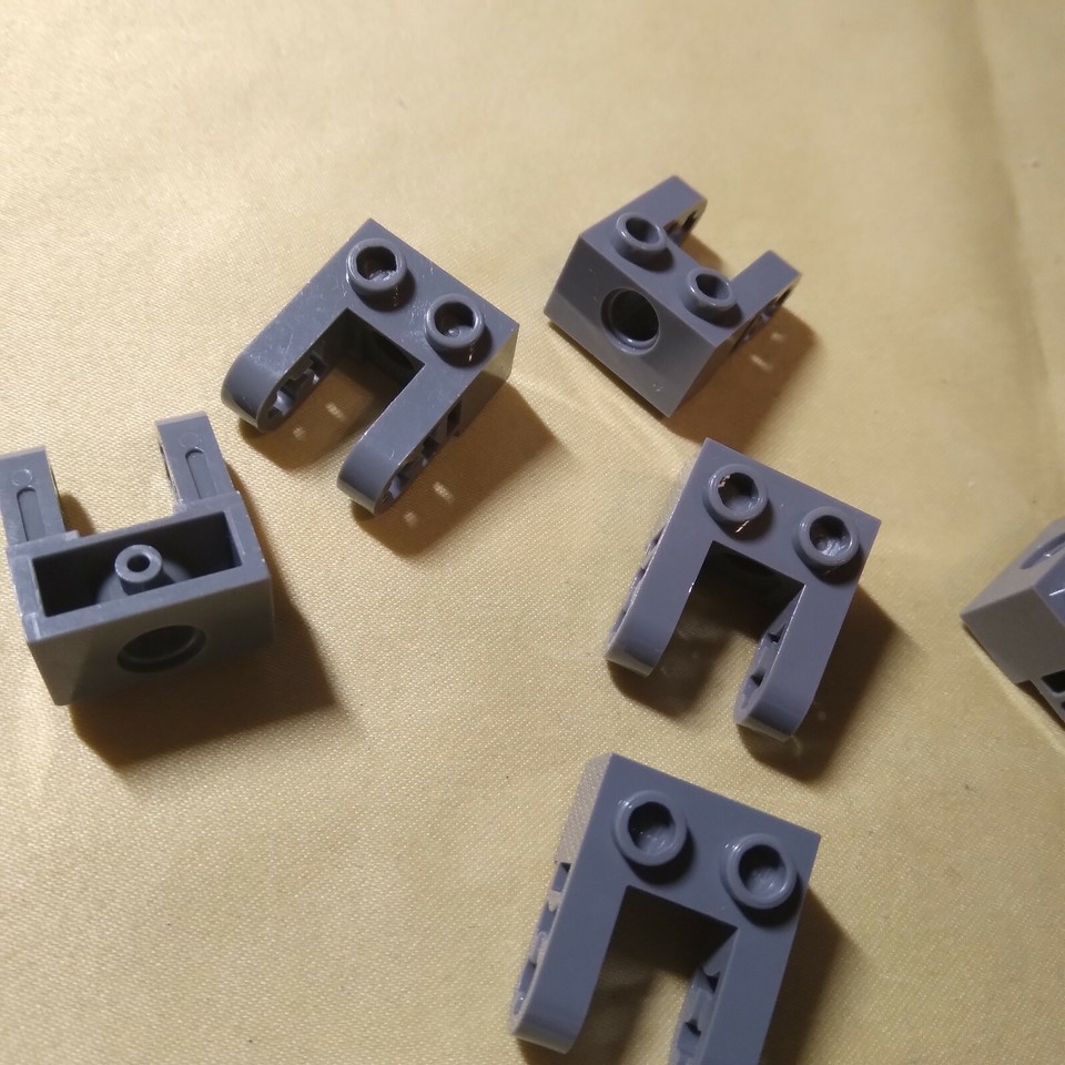O Lego Lot 6 Dark Bluish Gray Technic Brick w Hole Dual Liftarm ...