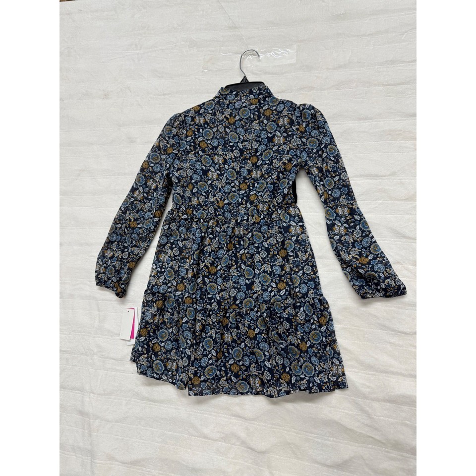 Beautees Girls Long Sleeves Print Chiffon Dress with Embroidered Velvet ...