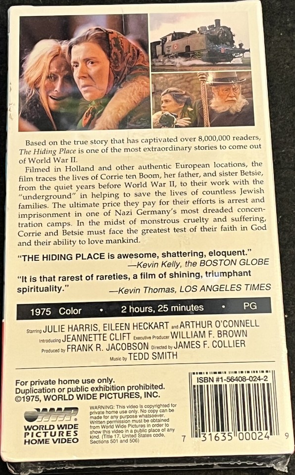 The Hiding Place VHS Movie 1975 Julie Harris Jeannette Clift 1990 ...