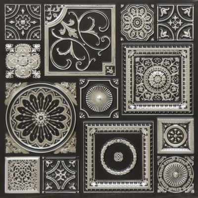 Faux Tin PVC Decorative Ceiling Tile / Wall Tile (12/pack) 2'x2' D297 ...
