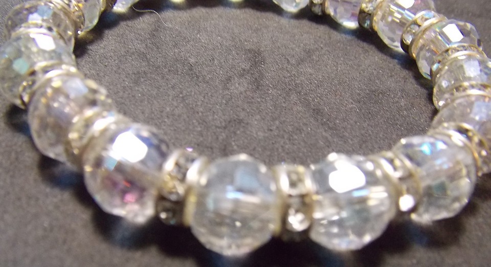 Stunning Bracelet w/Faceted Crystals & Channel Set Clear Rhinestones | eBay