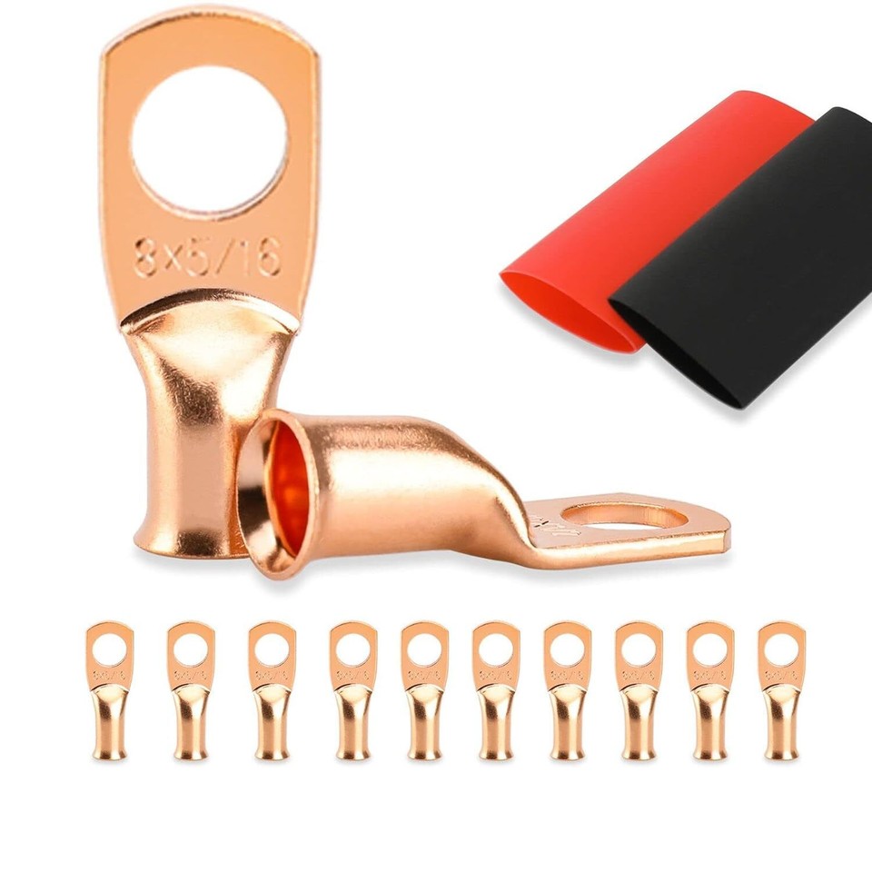 30/10PCS Battery Copper Lugs Wire Cable Ends Ring Terminal Connector ...