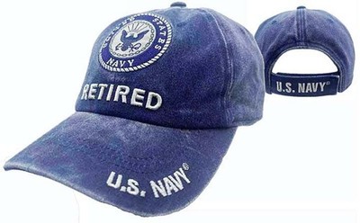 U.S NAVY RETIRED EMBLEM SEAL BLUE SUBDUED EMBROIDERED HAT CAP LICENSED ...
