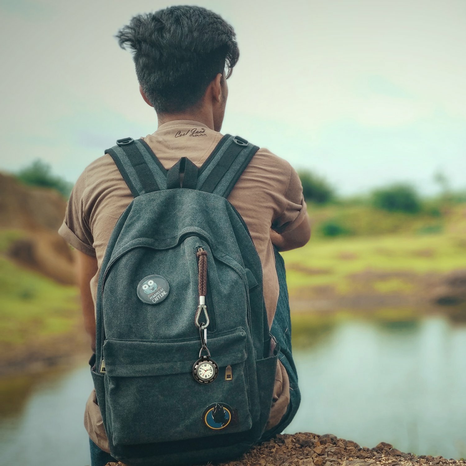 Outdoors Clip-On Carabiner Backpack Luminous Night Watch With Compass ...