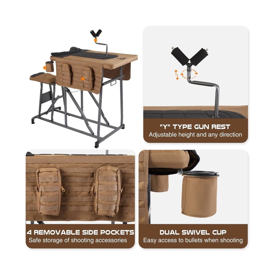 TIMBER RIDGE Magnum Precision Portable Shooting Bench Seat with Table ...
