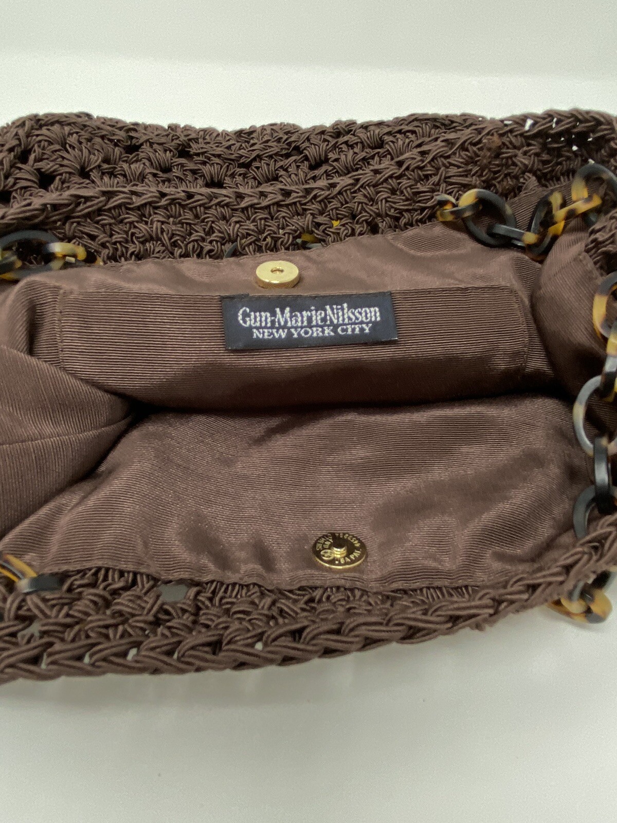 Vintage Gun-Marie Nilsson Brown Macrame Purse Bag Tor… - Gem