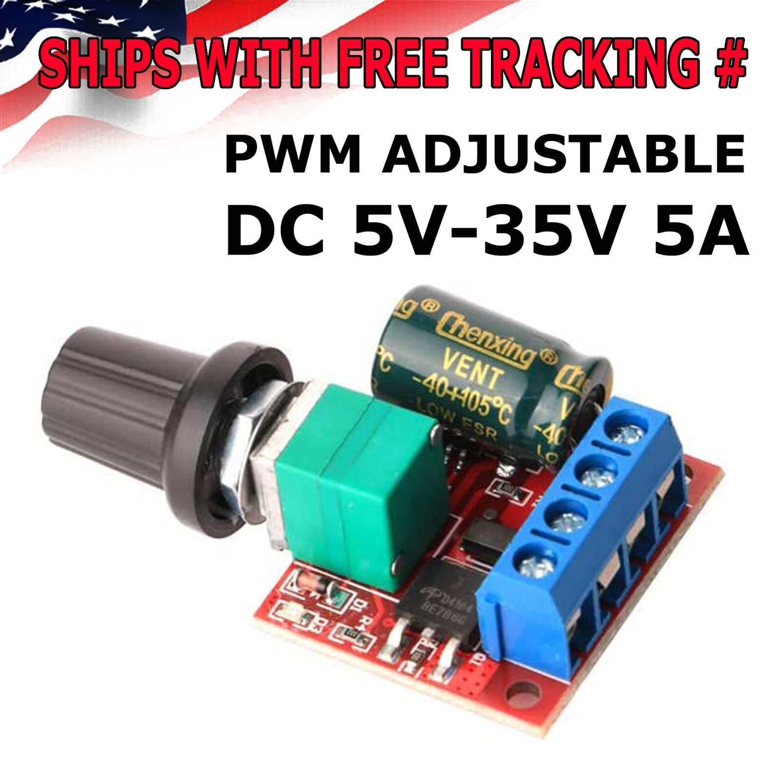 Adjustable DC PWM Motor Fan Controller Module 4.5V-35V With On/Off ...
