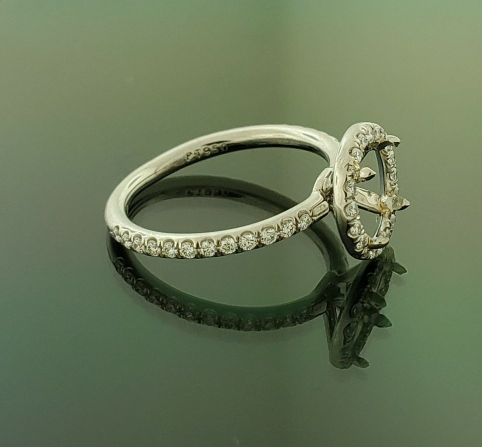 Semi-Mount Round Micro Pave Diamond Platinum Holds 1.25ct Round Stone ...