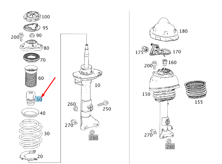 MERCEDES-BENZ E W212 Front Auxiliary Spring Stop Buffer A2123210306 NEW ...