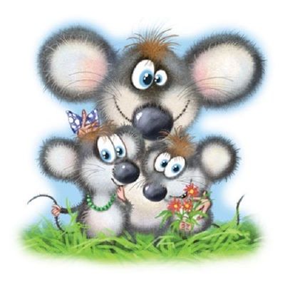 Fuzzy Mouse Family small print 7 x 7 Tshirt Sizes/Colors | eBay