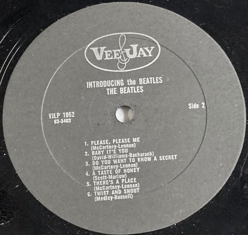 BEATLES RARE Black Oval Vee Jay Labels Orig 1964 Songs Pictures ...