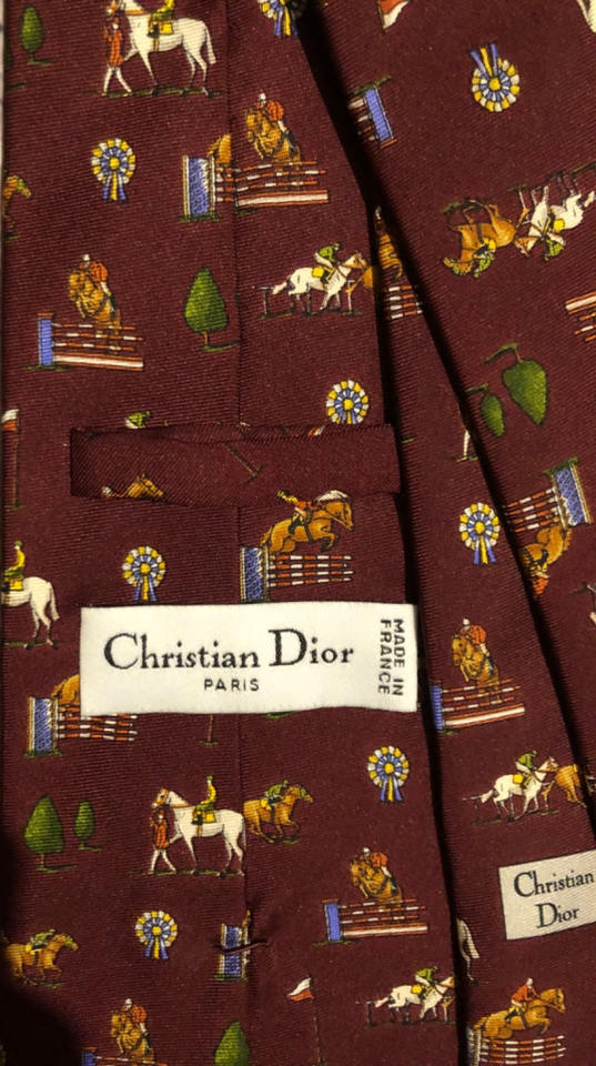 Christian Dior Paris Made In France Silk Red Equestrian Pattern Luxury ...