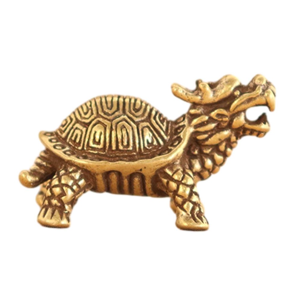 Dragon Turtle Statue Tea Pet Bookshelf Feng Shui Gift Decoration Brass ...