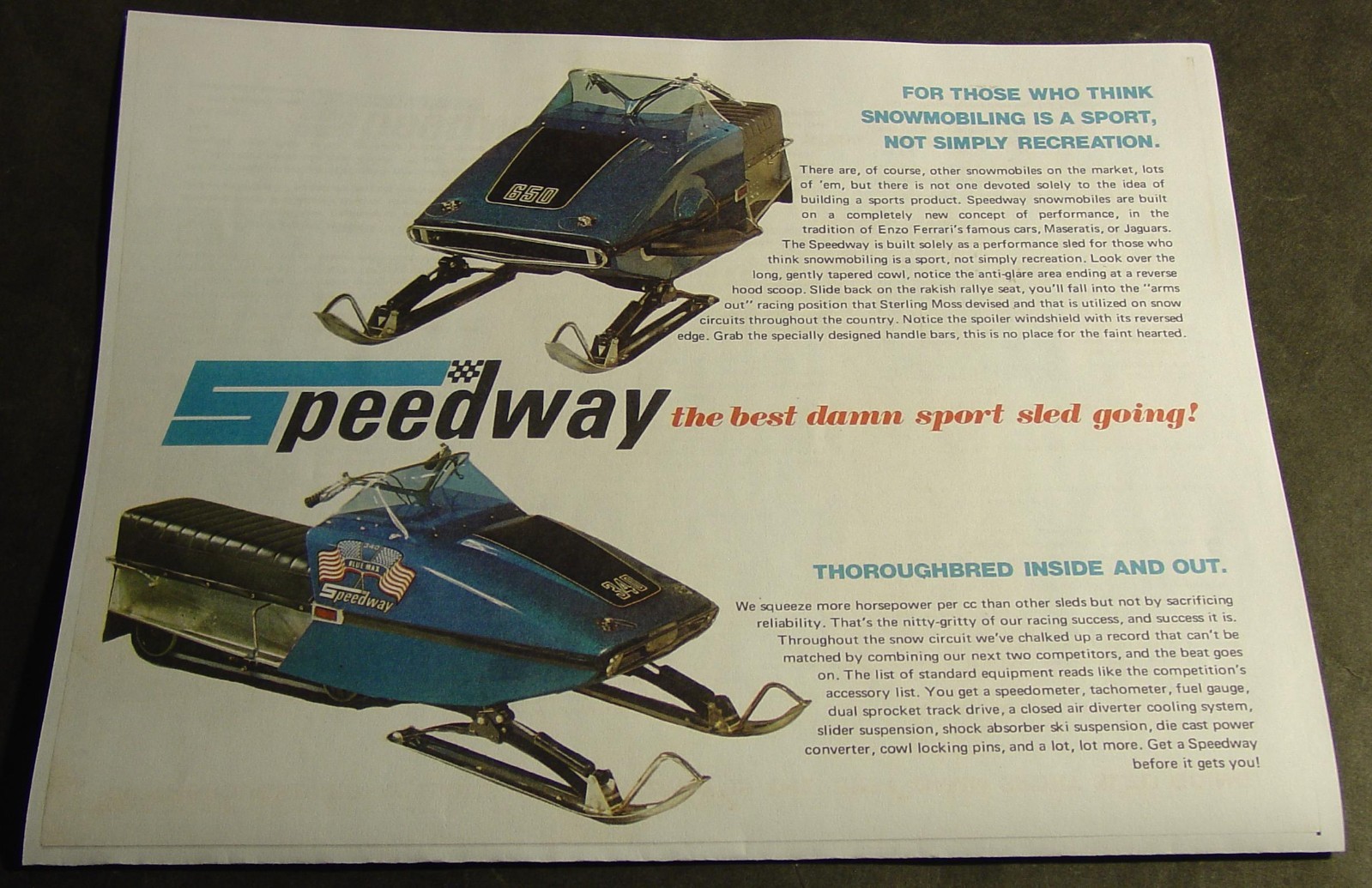 VINTAGE SPEEDWAY BLUE MAX SNOWMOBILE SALES BROCHURE 4 PAGES COPY | eBay