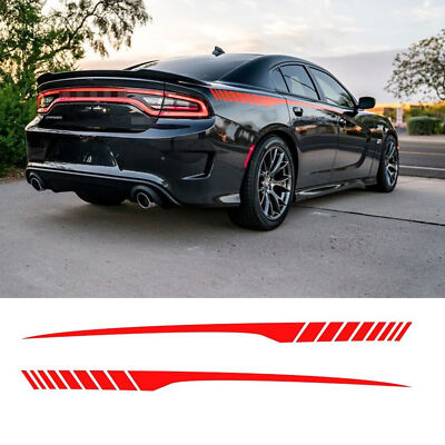 2Pcs Glossy Red Rear Panel Stripes Decal Vinyl Sticker Fit For Dodge ...