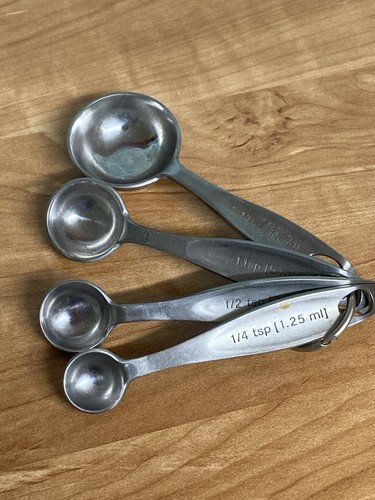 Lot Of 4 Amco Measuring Spoons 18-10 Stainless Steel Nesting Bent Ends ...