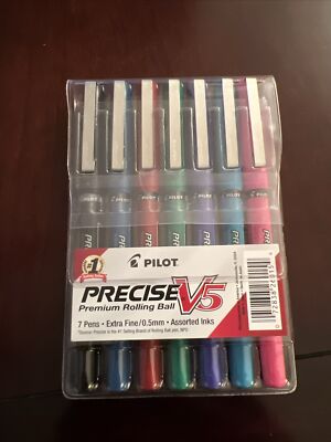 PILOT Precise V5 Premium Rolling Ball 7 Color Pen Set Extra Fine 0.5 mm ...