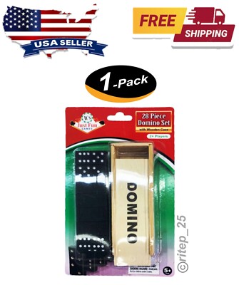 Standard DOMINOES Set of 28 Mini Black Double Six Domino Tiles With ...