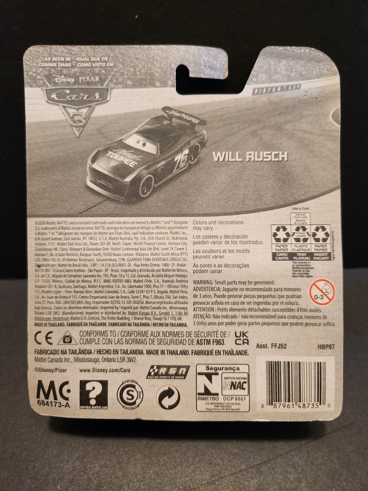 Disney Cars Will Rusch - Vinyl Toupee racer | eBay