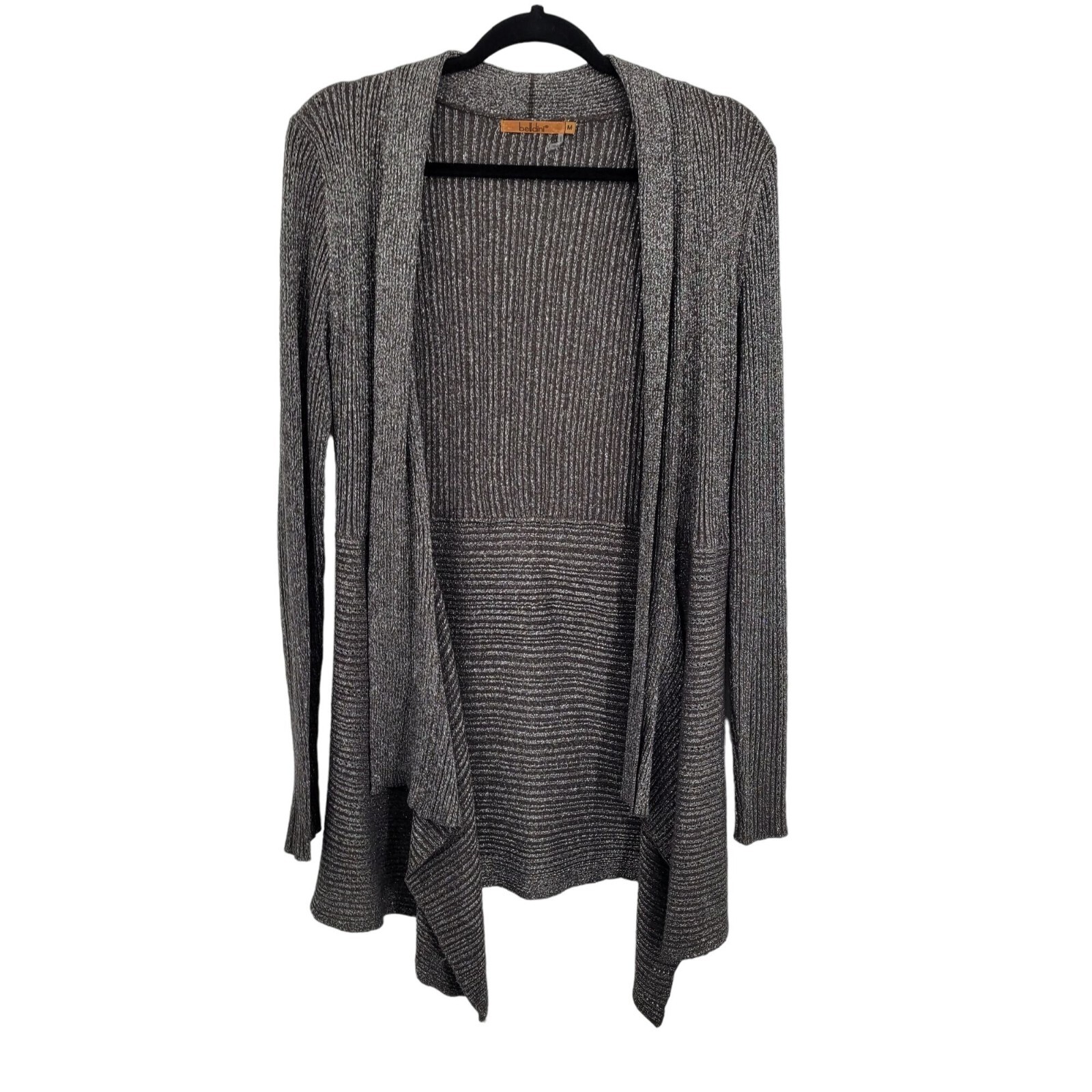 Belldini Cardigan Sweater Brown Sparkle Open Waterfall Long Sleeve ...