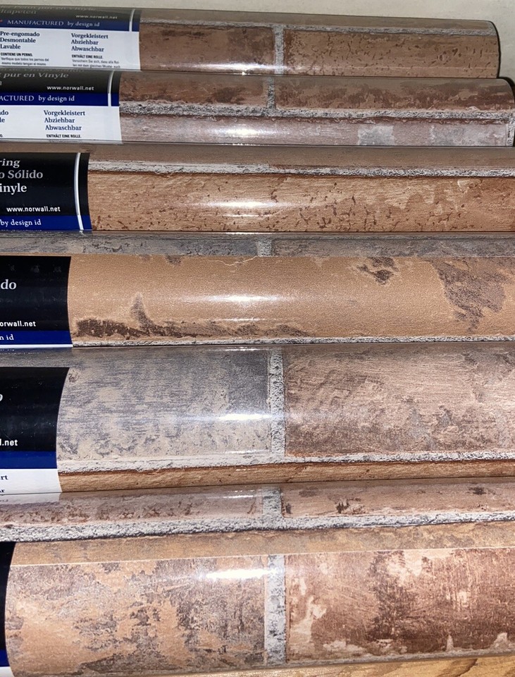 Lot Of 6 Norwall Wallcoverings LL29534 Illusions Swiss Brick Red Brown ...