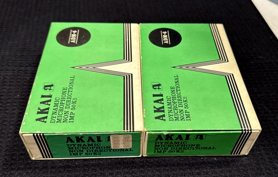 Set 2 Vintage Akai ADM-6 Dynamic Microphone Non Directional IMP 50K Ohm ...
