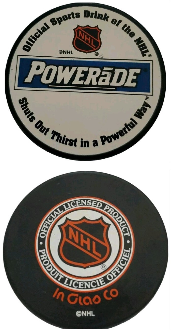 POWERADE SPONSOR OFFICIAL SPORTS DRINK OF THE NHL VINTAGE HOCKEY PUCK ...