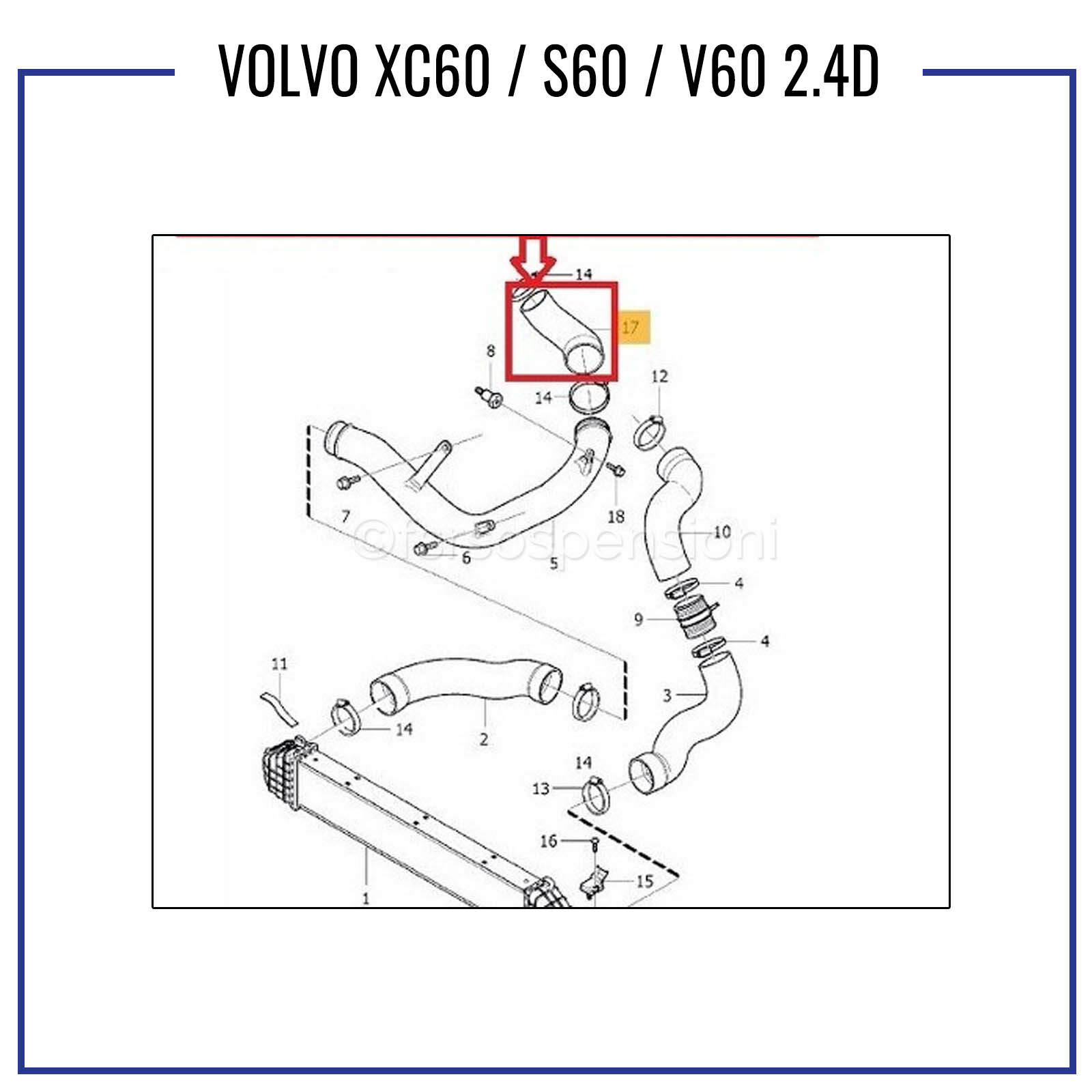 Intercooler Hose Air Tube for Volvo XC60 S60 V60 2.4D 31274235 | eBay