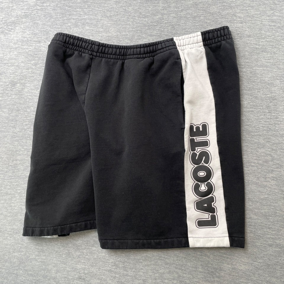 Lacoste Shorts Men XL Black White Sweat Drawstring 8" Inseam Athletic ...