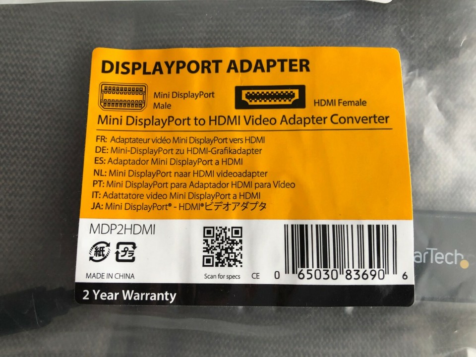 StarTech MDP2HDMI Mini DisplayPort to HDMI Video Adapter Converter PC ...